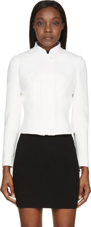Alexander McQueen - Ivory High Collar Structured Jacket