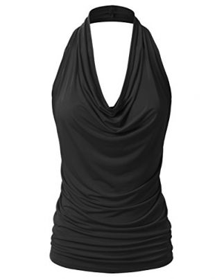 eimin - EIMIN Women's Casual Halter Neck Draped Front Sexy Backless ...