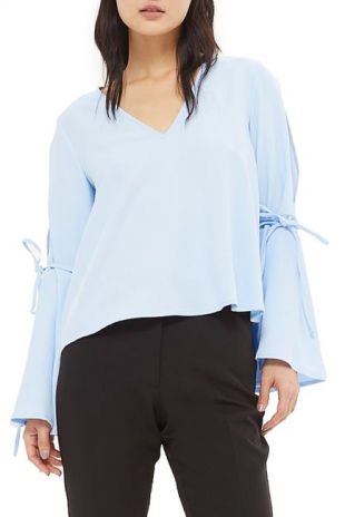 Topshop - Tie Trumpet Sleeve Top