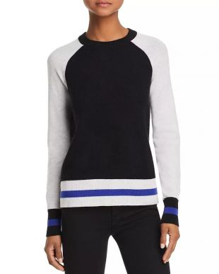 Aqua Cashmere - Color Block Raglan Cashmere Sweate