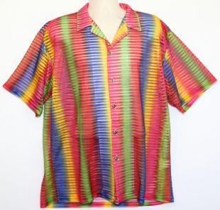 Maltos Rainbow Striped Sheer Club Shirt Vintage 80s Button Up See ...