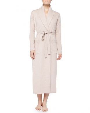 Neiman Marcus - Cashmere Long Robe, Heathered Brulee