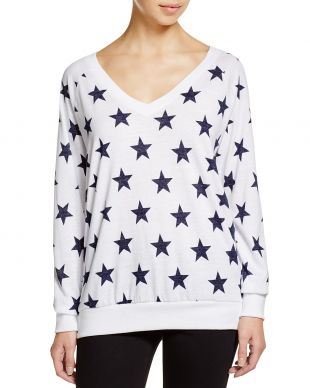 Nation LTD - Nation LTD Stars Raglan V-Neck Sweatshirt