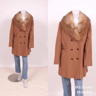 RevivalHouseShop - 60s Mod Fur Collar Double Breasted Coat