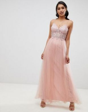 Asos - Asos Robe longue en tulle rose