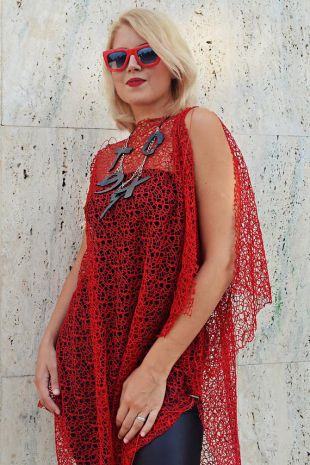 Teyxo - Robe de soirée tunique dentelle formelle pour les femmes rouge ...