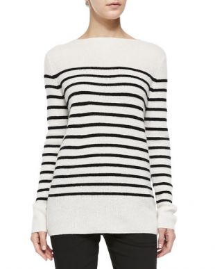 vince - Cashmere Striped Ribbed Sweater
