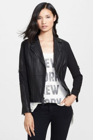 Haute Hippie - Ponte Knit & Leather Moto Jacket