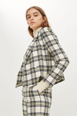 Topshop - Checked Crop Jacket