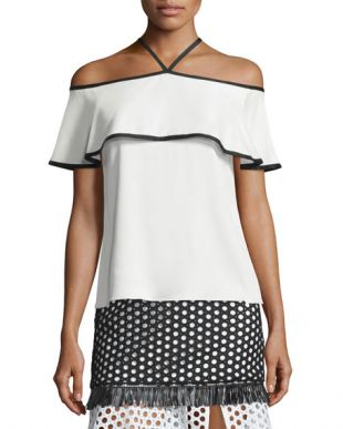 Alexis - Isa Off-The-Shoulder Contrast-Trim Top