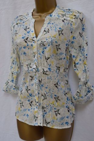 Per Una - Per Una Top Tunic Blouse Shirt in Ivory with bird print