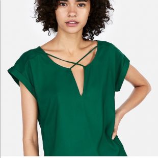 express - Express Solid Strappy Cross Front Gramercy Tee