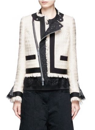 sacai - Guipure Lace Frayed Summer Tweed Jacket