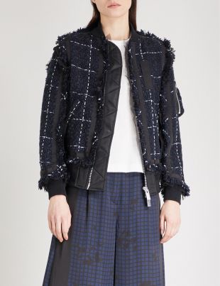 sacai - Tweed bomber jacket