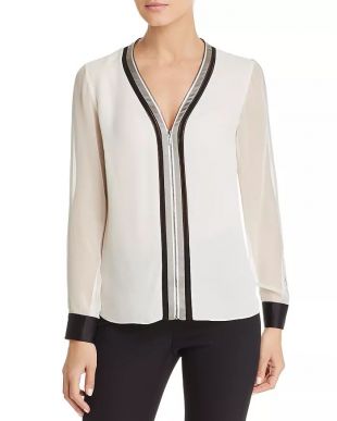 Calvin Klei - n Two-Tone Zip Blouse
