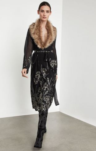 Bcbgmaxazria - Metallic Floral Print Robe Dress