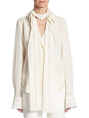 Chloé - Rhinestone Tie Neck Blouse