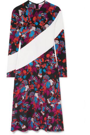 Givenchy - Silk trimmed floral print crepe midi dress