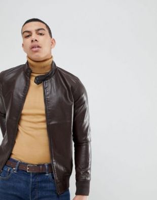 Soul Star - Soul Star Punched Faux Leather Zip Through Jacket