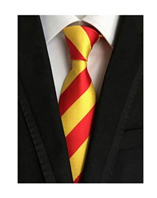 secdtie - Secdtie Men's Red Yellow Striped Jacquard Woven Silk Tie ...