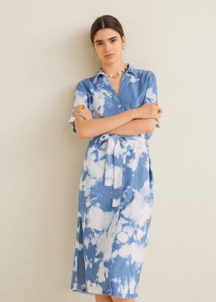 Mango - Mango Blue Tie dye dress