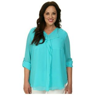 Calvin Klein - Ruffle Front Pocket Blouse