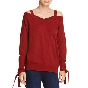 Theory - Theory Womens Cashmere Off-The-Shoulder Pullover Sweater Red S