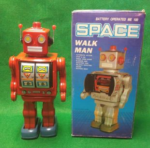 Walking Rotomatic Star Strider Space Man Robot Red With Original Box Works