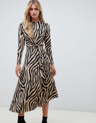 ASOS DESIGN - ASOS DESIGN tie waist maxi dress in animal print