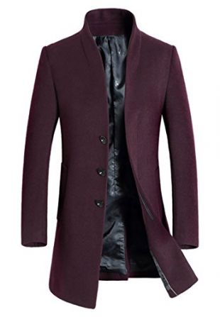lavnis - Lavnis Men's Trench Coat Long Wool Blend Slim Fit Jacket ...