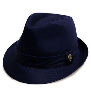 City Hunter - City Hunter Pmt110 Cotton Solid Trilby Fedora-Navy-L/XL Size