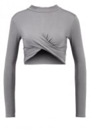 Topshop - crop top manches longues gris