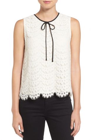 Vince Camuto - Tie Neck Lace Shell