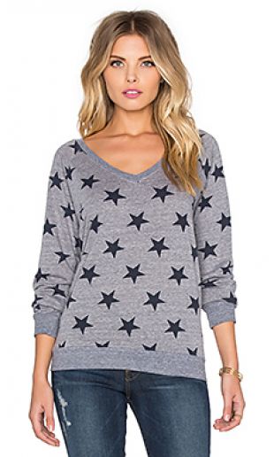 Nation LTD - Stars Raglan V Neck Sweatshirt