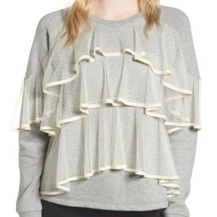 chelsea28 - Mesh Ruffle Sweatshirt Medium