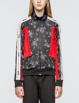 msgm - Printed Ruffle Track Jacket