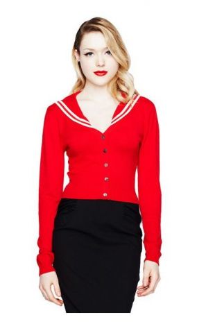 Cardigan pin up style marin rouge