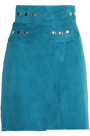 Maje - Studded Suede Wrap Mini Skirt
