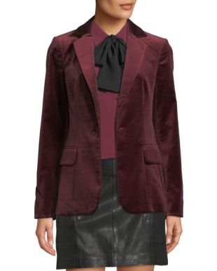 Frame - Classic One Button Velvet Blazer