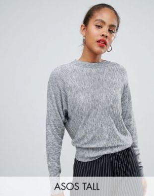 ASOS - Asos Tall fine sweater with grown on sleeve in melange yarn