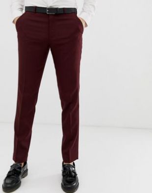Asos - Asos skinny smart pants in burgundy