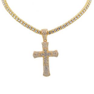 iRockBling - Yellow Gold-Tone Iced Out Hip Hop Bling Double Cross ...