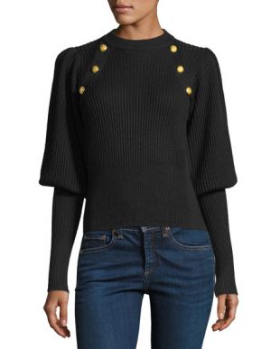 Veronica Beard - Jude Crewneck Leg of Mutton Sleeve Wool Sweater