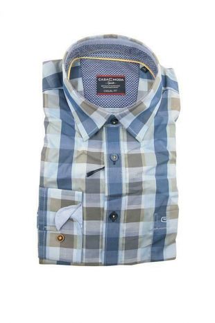 CASA MODA - Casa Moda Sports blue check long sleeve shirt