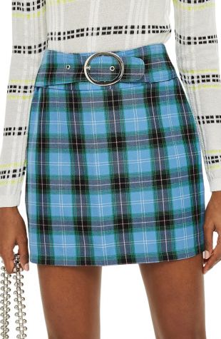 Topshop - Circle Buckle Check Miniskirt