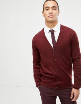 Asos - Asos Cardigan en laine mérinos Bordeaux