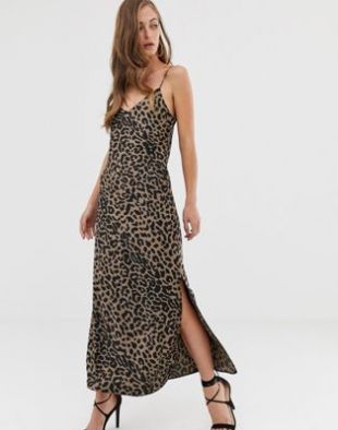 ASOS DESIGN - ASOS DESIGN satin cami maxi slip dress in leopard print | ASOS