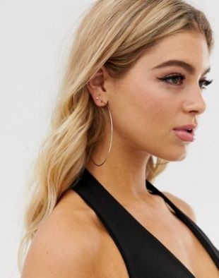 ASOS - Asos 80mm fine hoop earrings in silver tone