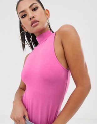 Asos - Asos turtle neck sleeveless body in pink