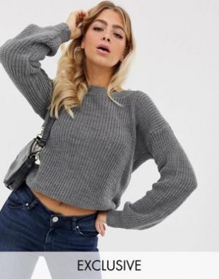 Boohoo - Boohoo Basic knitted crew neck jumper in grey